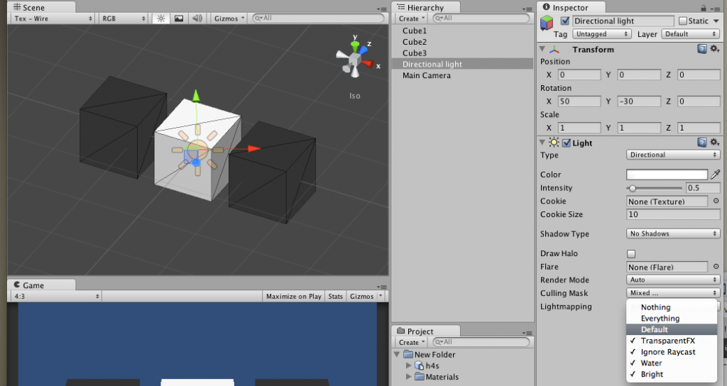 Unity3D:ライトを特定のオブジェクトのみに当てる | devlog [naru design]